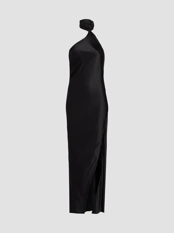 Kiki De Montparnasse Soie Asymmetrical Halterneck Gown - Black