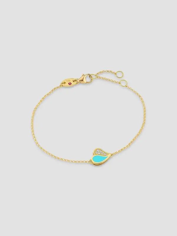 Roberto Coin Amorino 18k & 0.03 Tcw Diamond Heart Charm Bracelet - Turquoise
