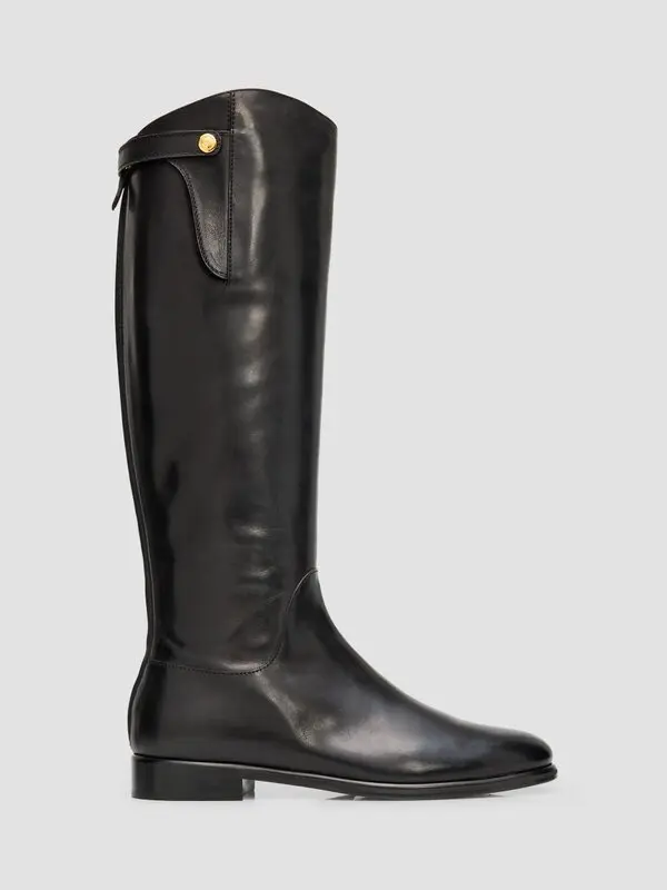 POLLINI Knee-high Leather Riding Boots - Black