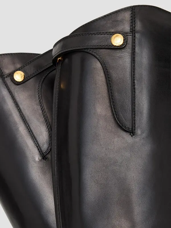 POLLINI Knee-high Leather Riding Boots - Black