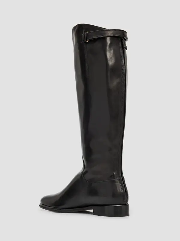 POLLINI Knee-high Leather Riding Boots - Black