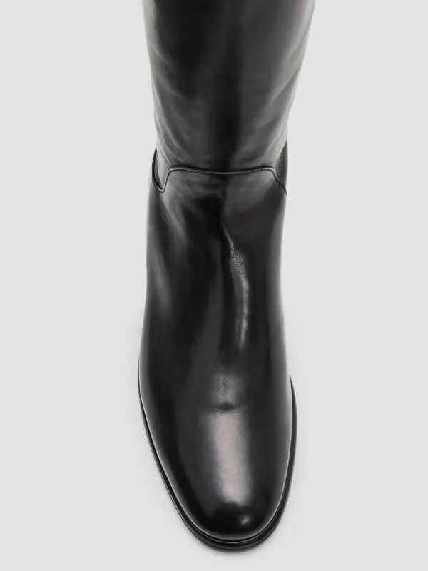 POLLINI Knee-high Leather Riding Boots - Black