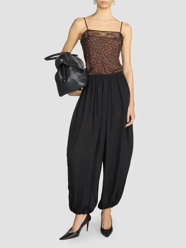 FRAME Delphine Leopard-print Lace-trim Silk Camisole