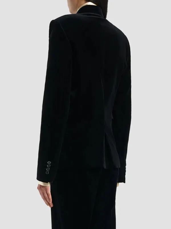 Khaite Rolo Stretch-velvet Double-breasted Jacket