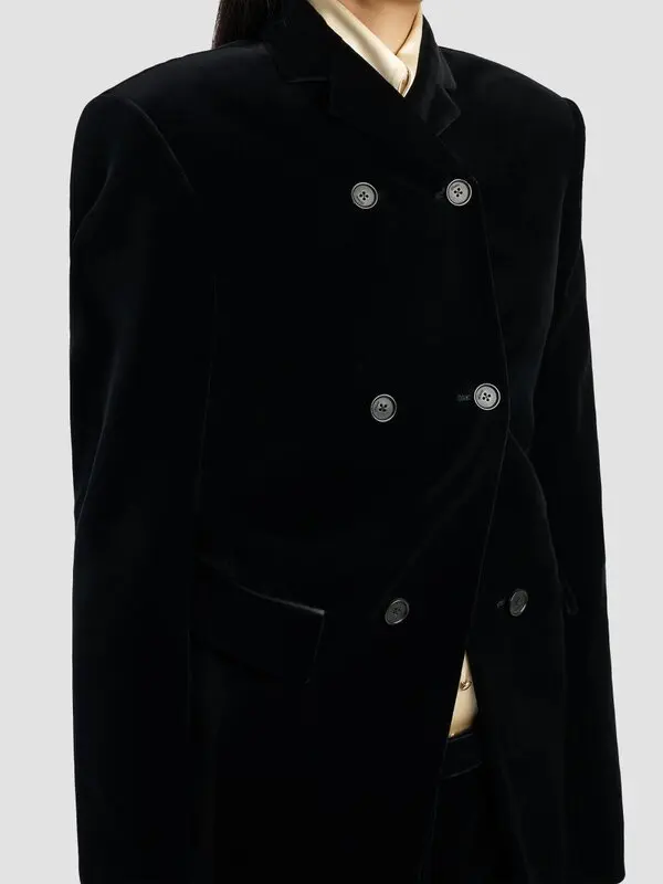 Khaite Rolo Stretch-velvet Double-breasted Jacket