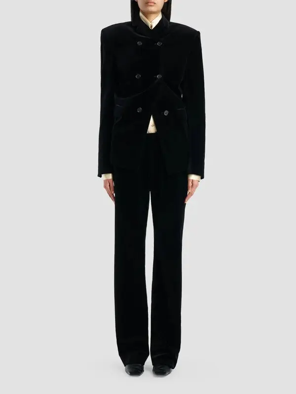 Khaite Rolo Stretch-velvet Double-breasted Jacket