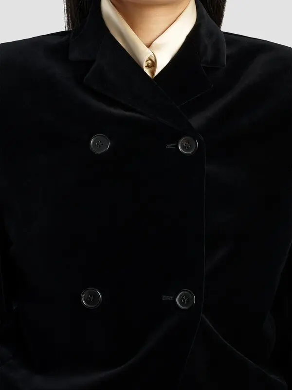 Khaite Rolo Stretch-velvet Double-breasted Jacket