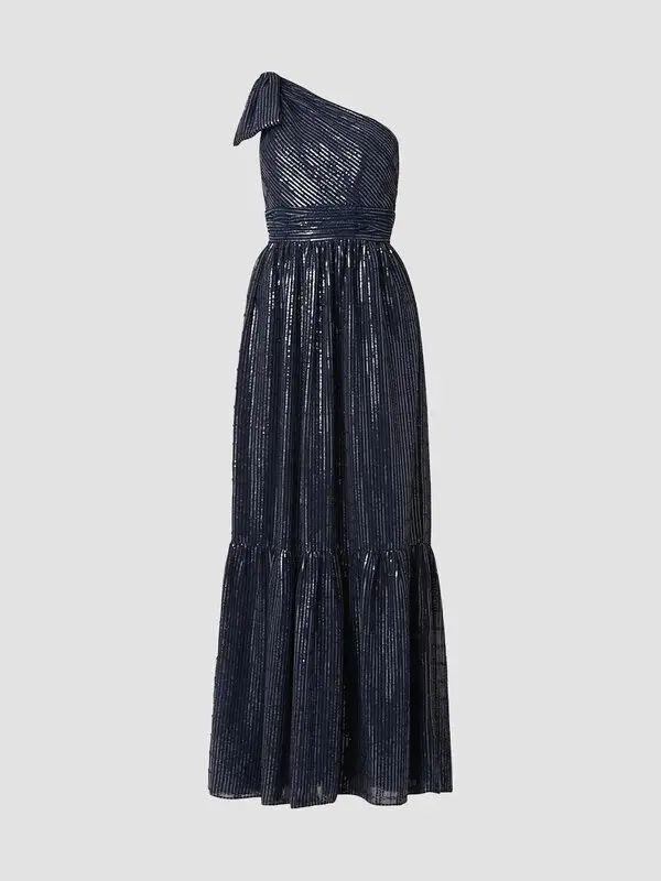 Shoshanna Indigo Sequined One-shoulder Gown - Navy