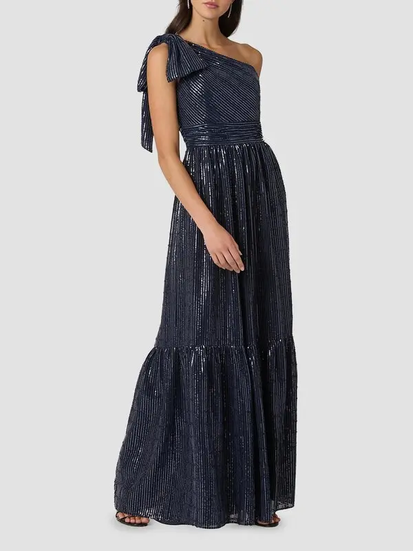Shoshanna Indigo Sequined One-shoulder Gown - Navy