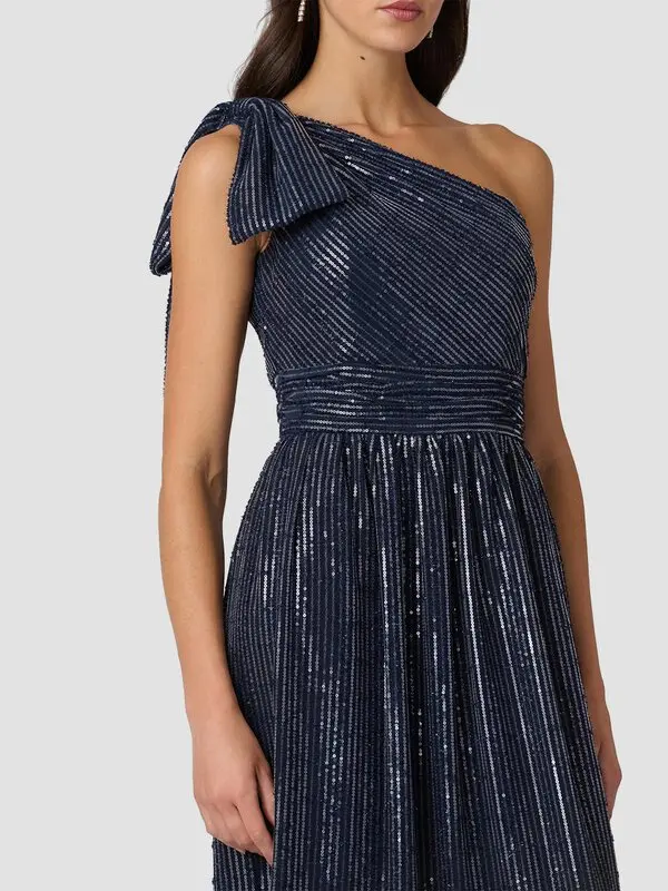 Shoshanna Indigo Sequined One-shoulder Gown - Navy