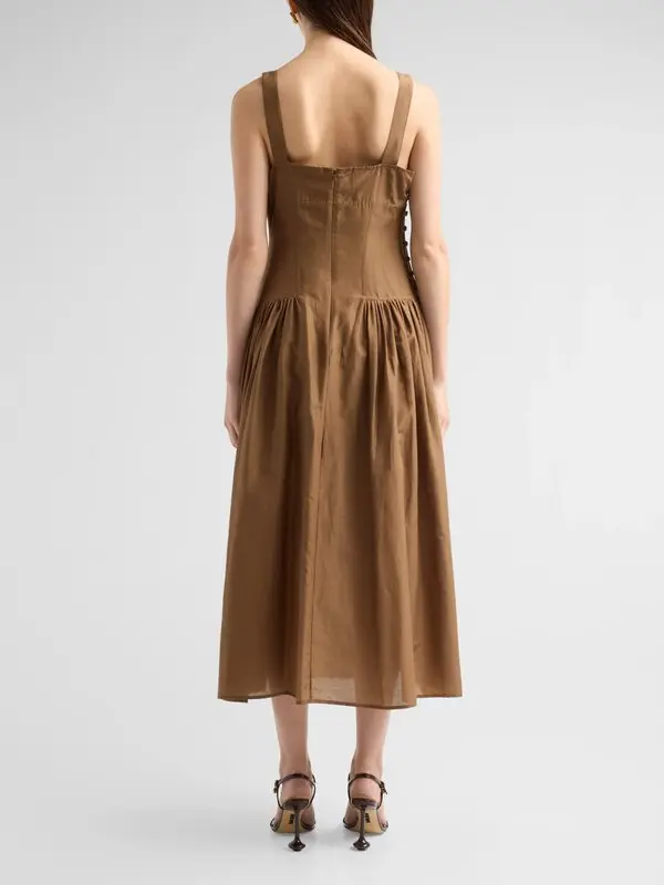 FRAME The Garden Basque-waist Midi Dress