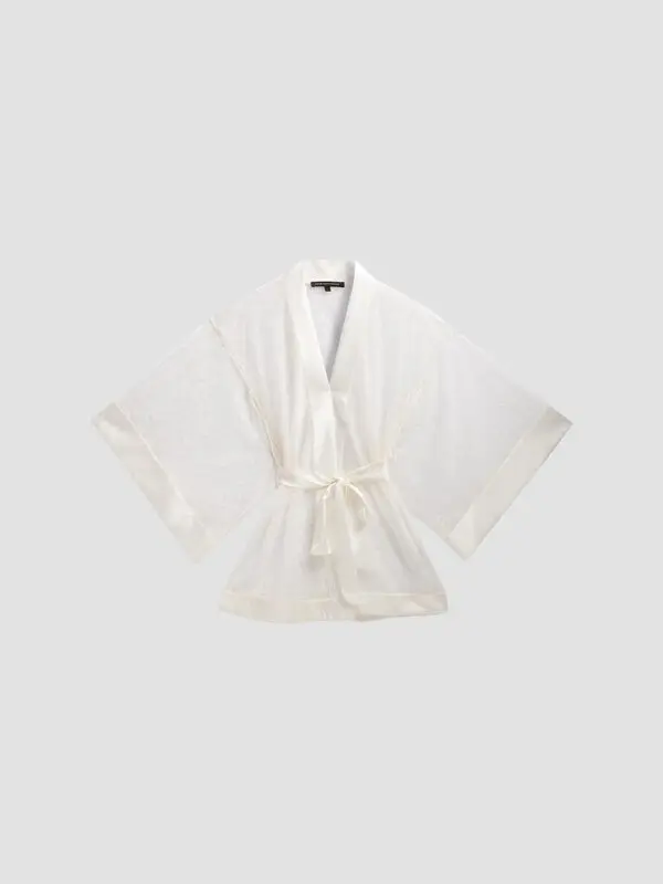 Kiki De Montparnasse Petite Fleur Silk Lace Kimono-style Robe - Ivory