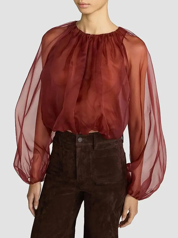 FRAME The Sheer Balloon Blouse
