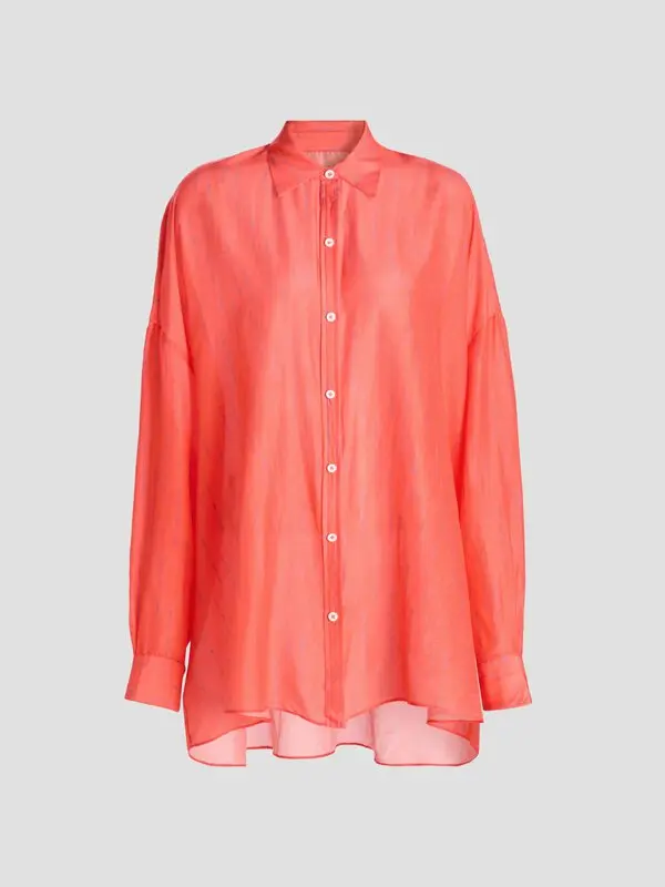 Kiki De Montparnasse Joue Avec Moi Print Cotton-blend Oversized Shirt - Pamplemousse