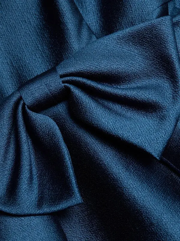 Shoshanna Leo Textured Satin Bow Midi-dress - Navy