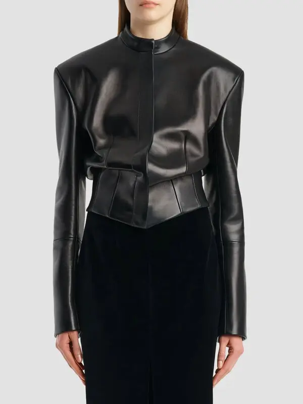 Khaite Yoko Pleated Leather Jacket