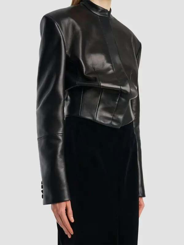 Khaite Yoko Pleated Leather Jacket
