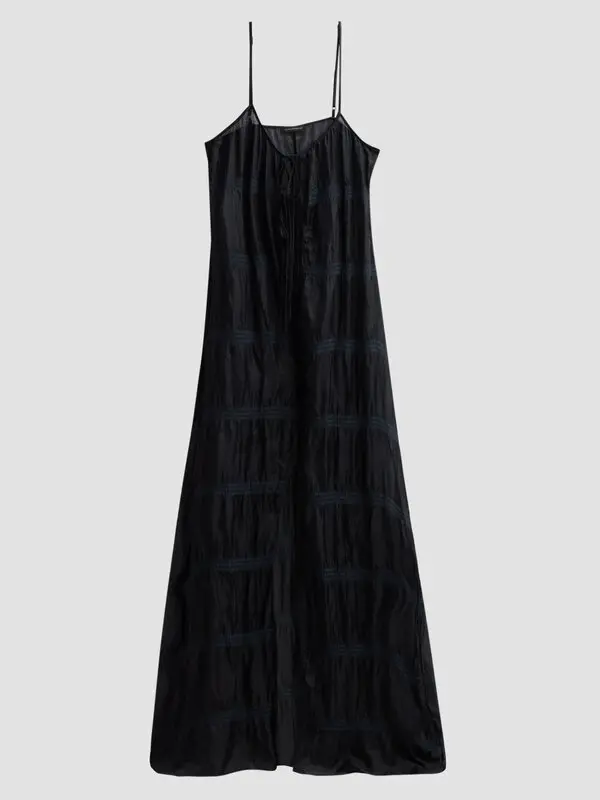 Kiki De Montparnasse Smocked Silk Tie Maxi Gown