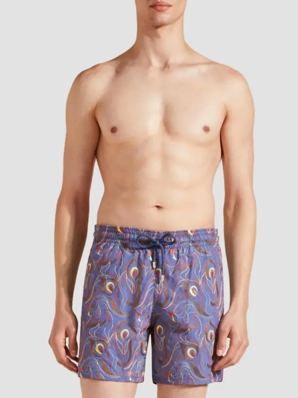 Vilebrequin Embroidered Camo Flowers Swim Trunks