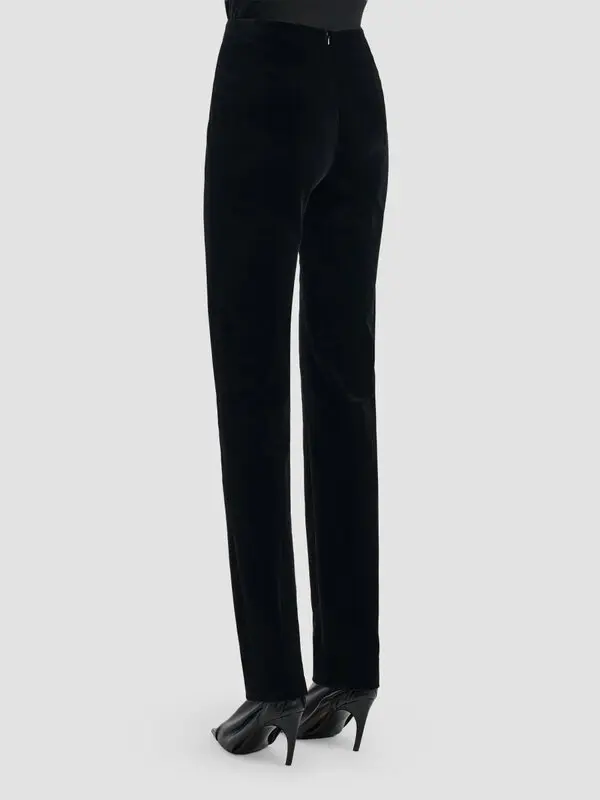 Khaite Ryden Stretch-velvet High-rise Slim-leg Pants