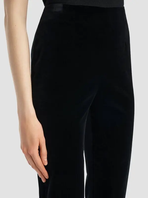 Khaite Ryden Stretch-velvet High-rise Slim-leg Pants