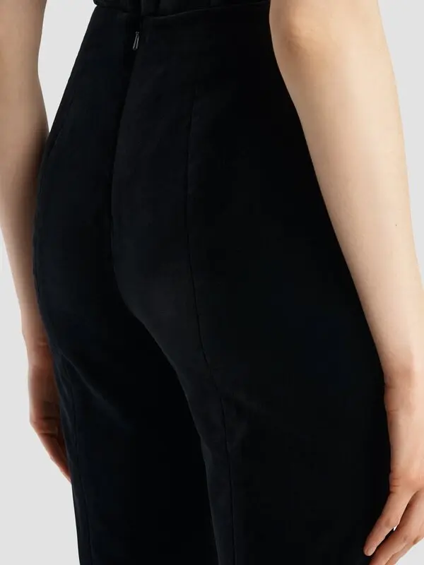 Khaite Ryden Stretch-velvet High-rise Slim-leg Pants