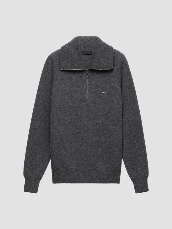 Prada Wool And Cashmere Polo Sweater - Grey