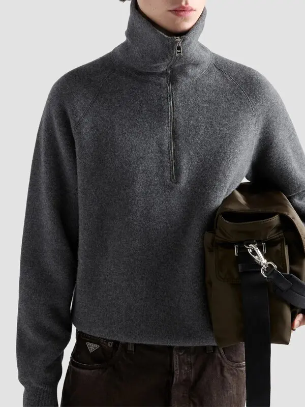 Prada Wool And Cashmere Polo Sweater - Grey