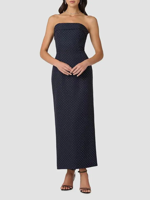 Shoshanna Liza Crystal-studded Twill Strapless Dress