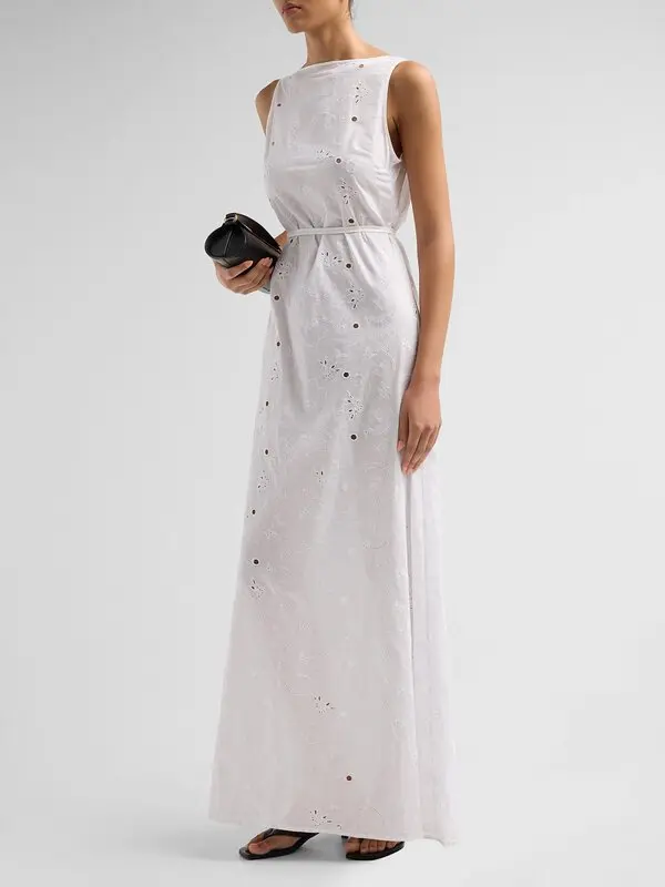 Kiki De Montparnasse High Summer Simone Linen-cotton Eyelet Maxi Dress - Ivory