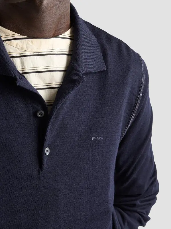 Prada Long-sleeved Wool Polo Sweater