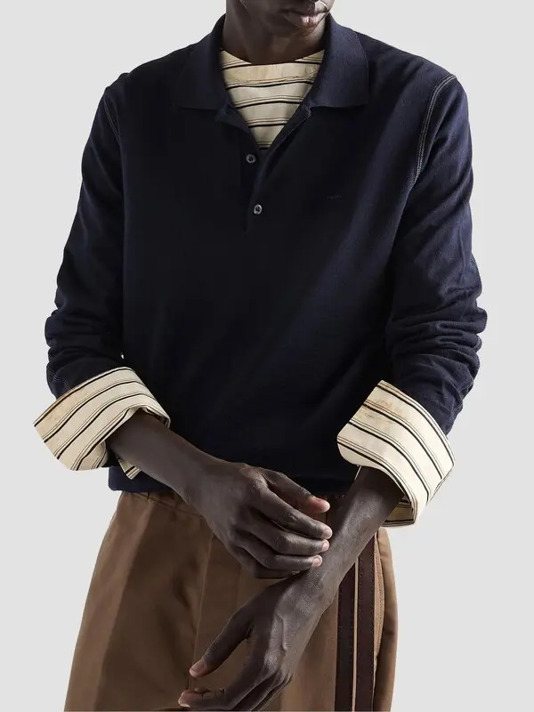 Prada Long-sleeved Wool Polo Sweater