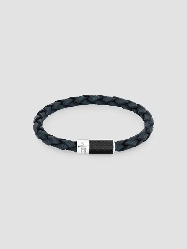 Tateossian Rt Carbon Pop Braided Leather Bracelet