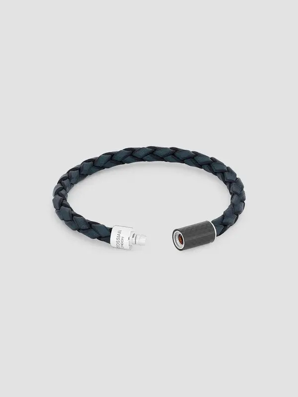 Tateossian Rt Carbon Pop Braided Leather Bracelet
