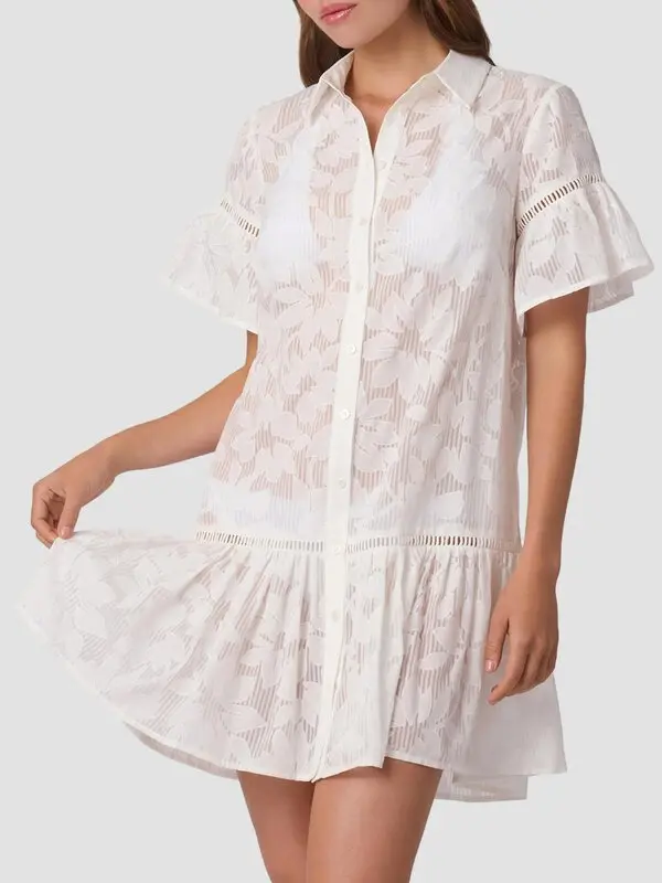 Shoshanna Floral Cotton-blend Mini-shirtdress