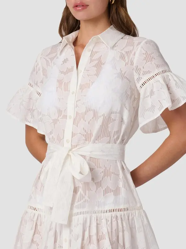 Shoshanna Floral Cotton-blend Mini-shirtdress