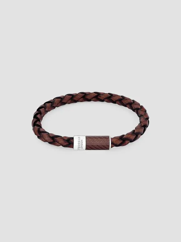 Tateossian Rhodium-plated & Leather Braided Bracelet