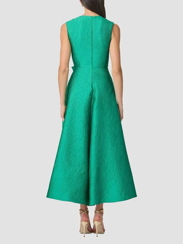 Shoshanna Laura Bow-appliqué Ruffled Jacquard Gown