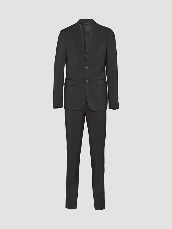 Prada Single Breasted Wool And Mohair Suit - Black