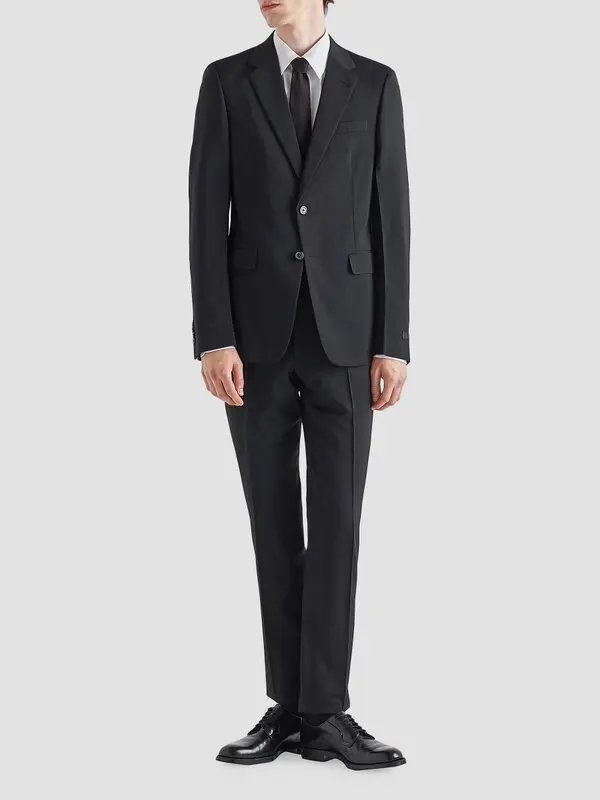 Prada Single Breasted Wool And Mohair Suit - Black