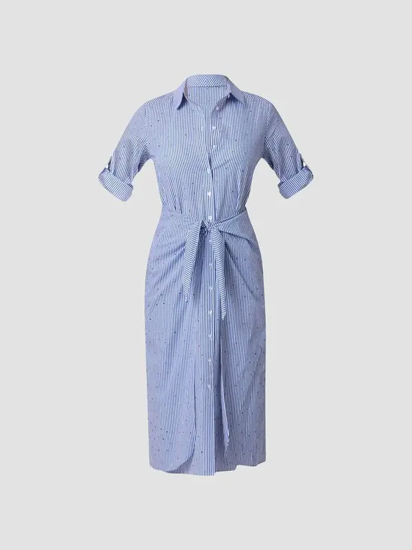 Shoshanna Striped Cotton Tie-waist Shirtdress