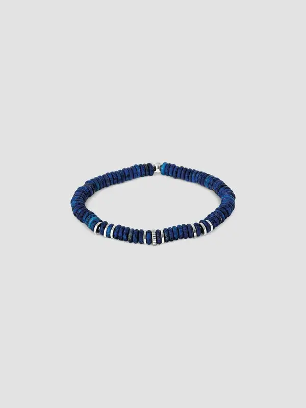 Tateossian Polished Lapis Disc Bracelet - Blue Lapis