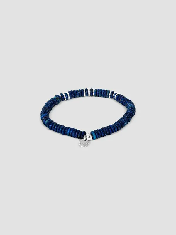 Tateossian Polished Lapis Disc Bracelet - Blue Lapis
