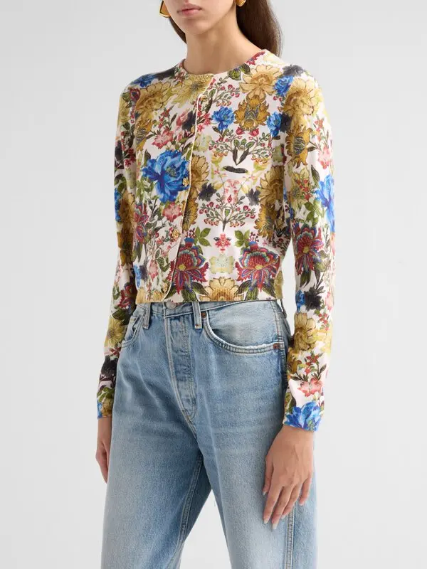 Alice + Olivia Carson Floral Cotton-blend Cardigan