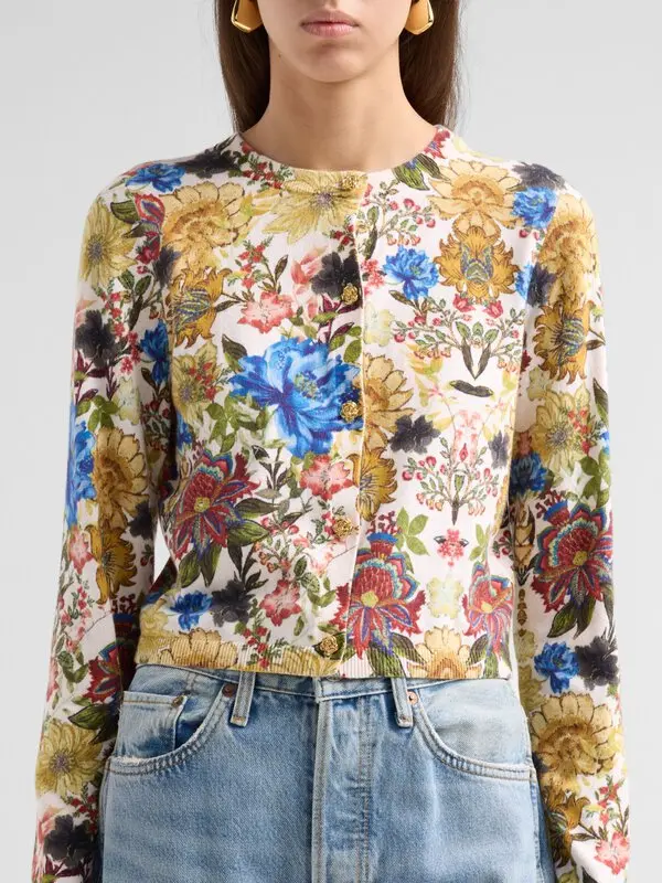 Alice + Olivia Carson Floral Cotton-blend Cardigan