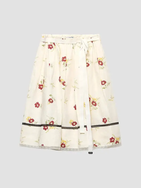 Prada Floral Print Linen Skirt