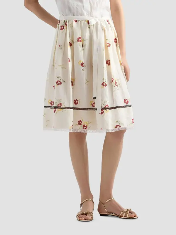 Prada Floral Print Linen Skirt
