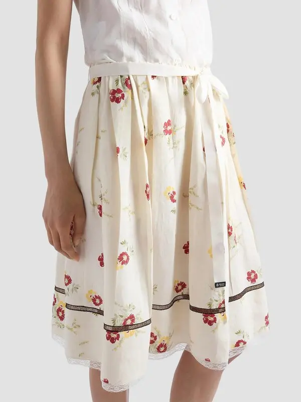 Prada Floral Print Linen Skirt