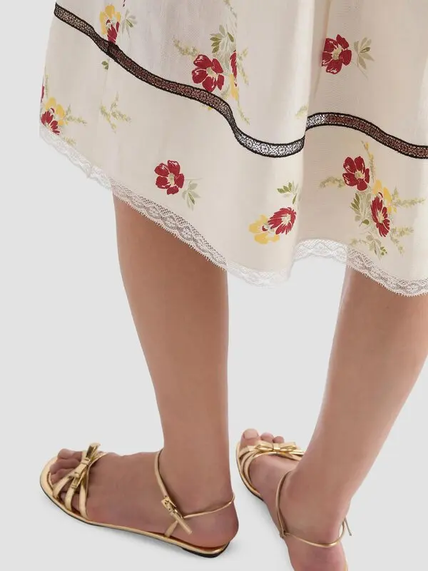 Prada Floral Print Linen Skirt