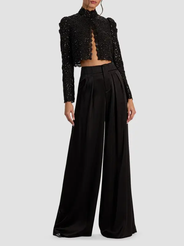 Alice + Olivia Thomasina Embellished Lace Crop Jacket